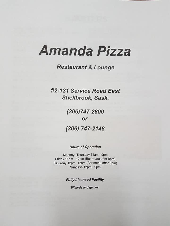 Menu at Amanda Pizza + More restaurant, Shellbrook