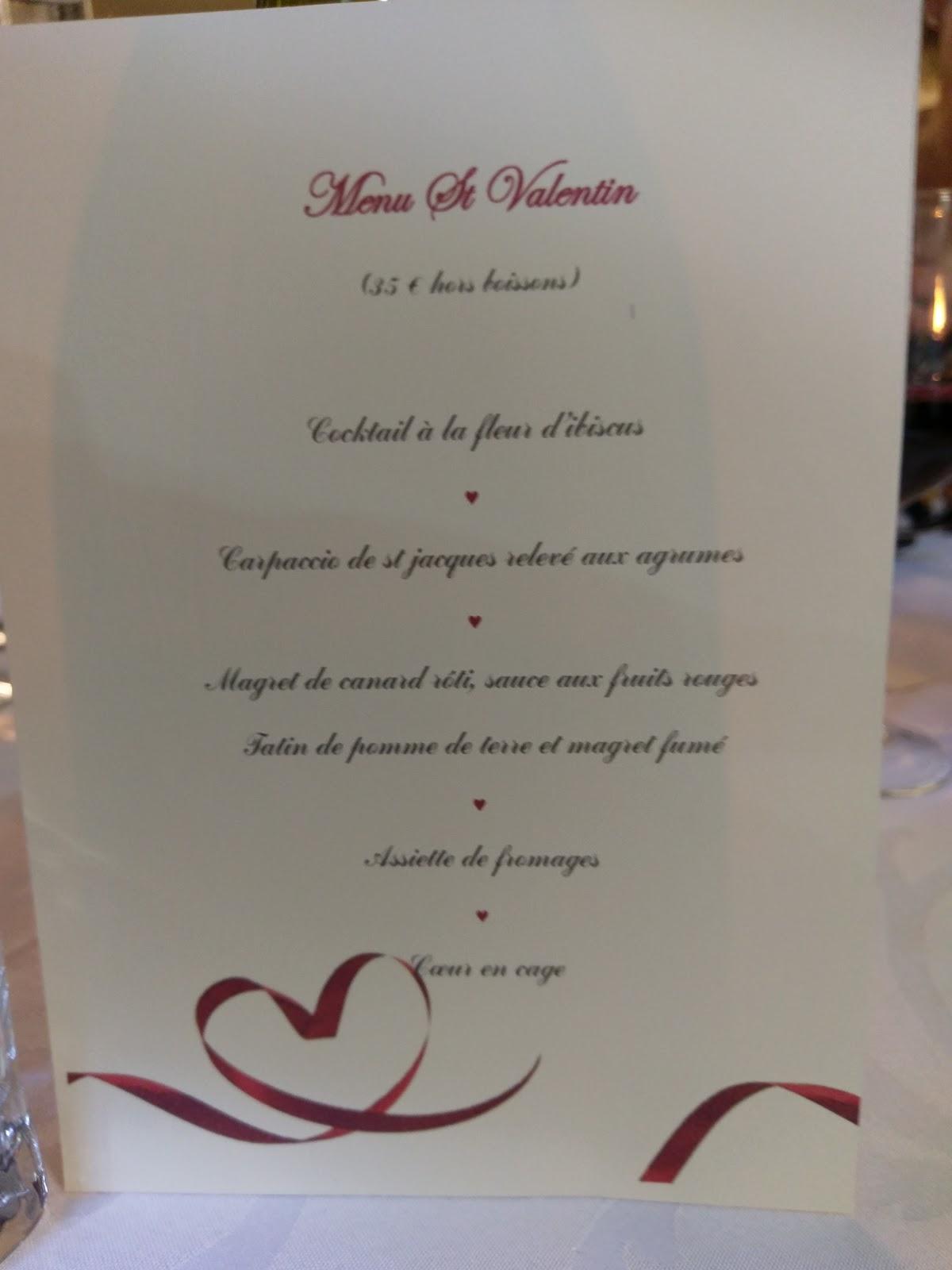 Menu au Le Cheval Blanc restaurant, Changé