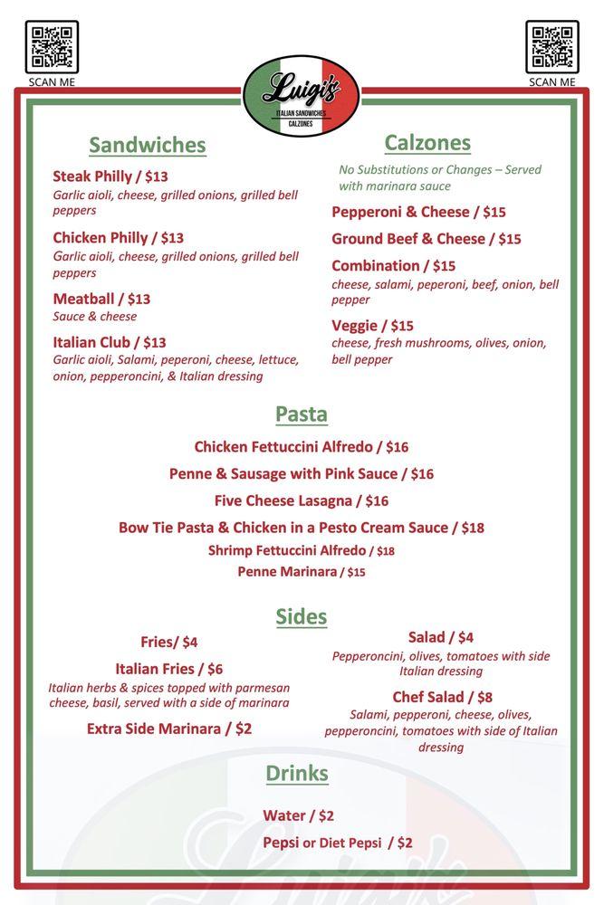 Menu at Luigi’s Italian Sandwiches & Calzones, Fresno