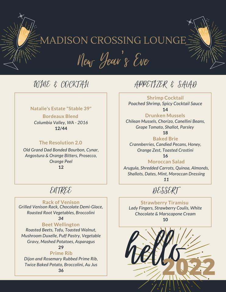 Menu at The Lounge restaurant, West Yellowstone