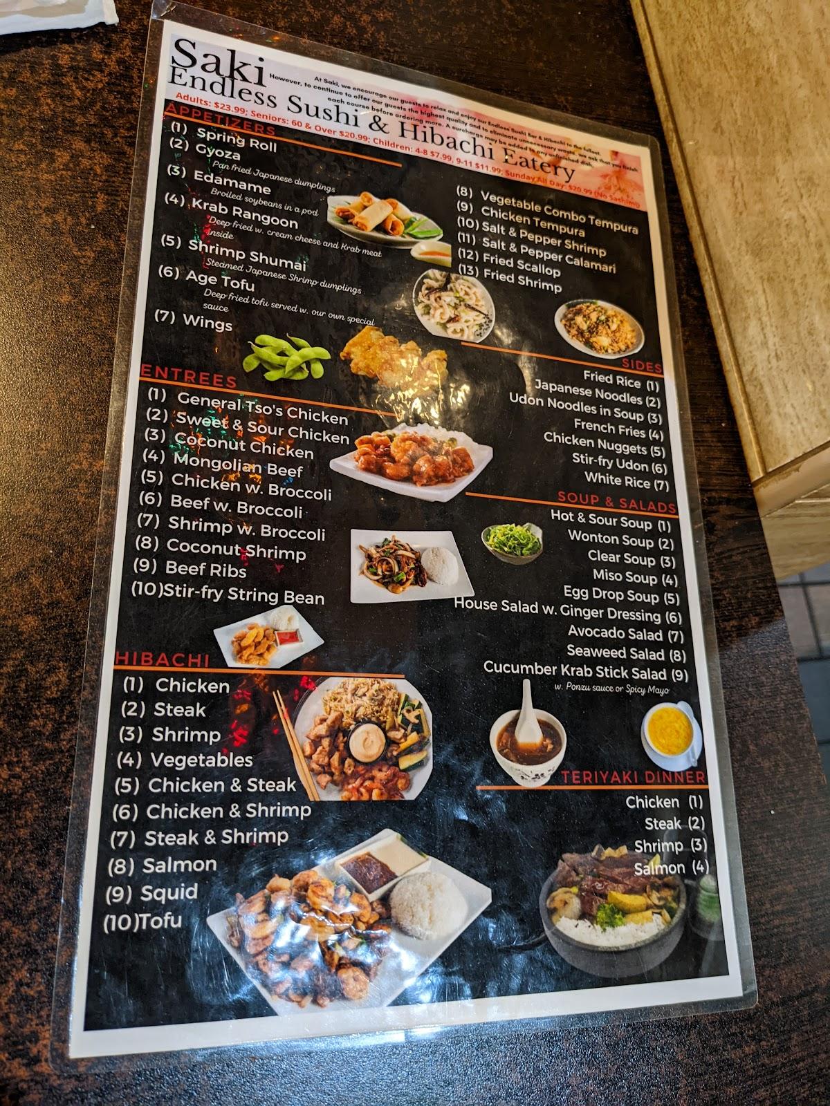 Carta de Saki Endless Sushi & Hibachi Restaurant, Clearwater, Gulf to ...