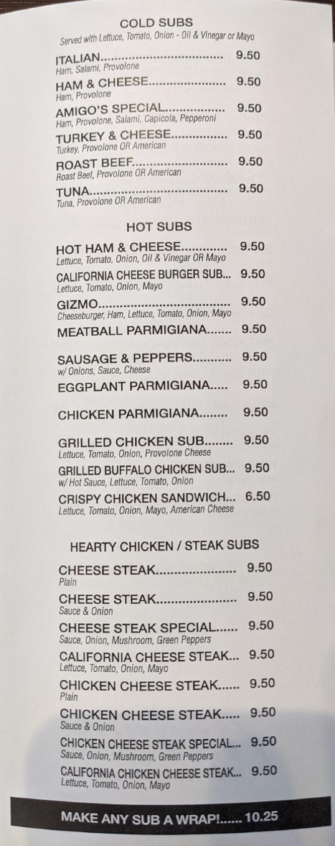 Menu at Amigos Pizzeria and Mexican Restaurant, Danville