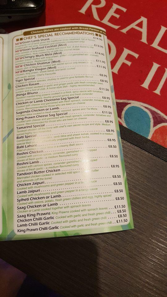 Menu at Cafe India, Huntly