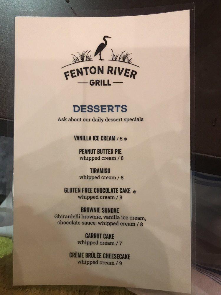 Menu at Fenton River Grill pub & bar, Mansfield