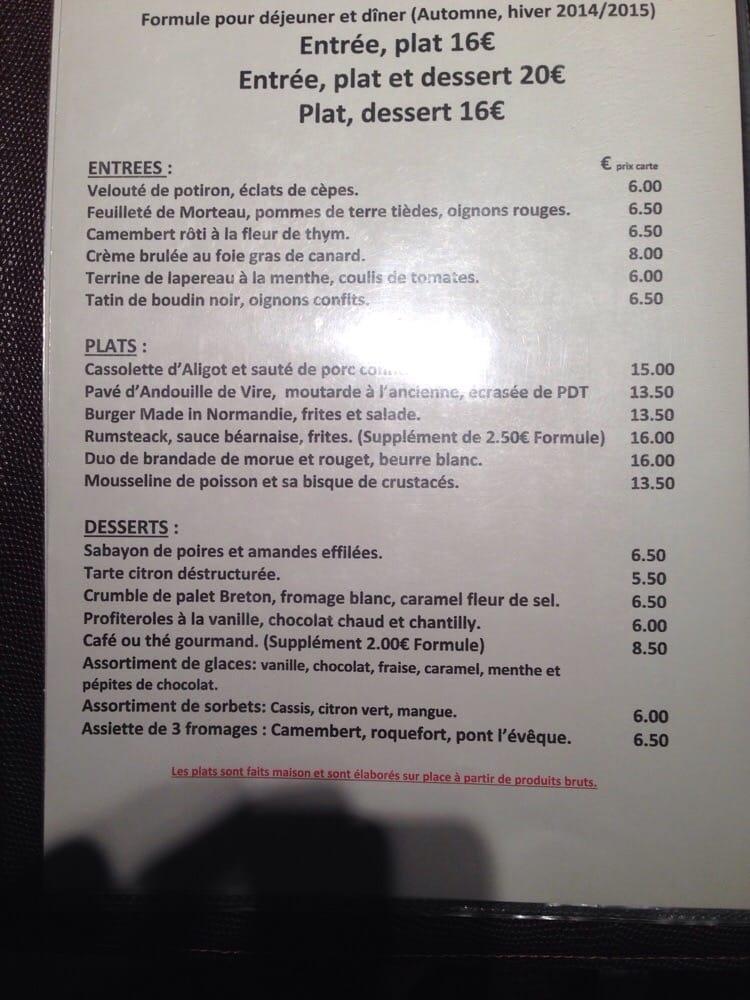 Menu at La Tables des Hôtes restaurant, Rouen