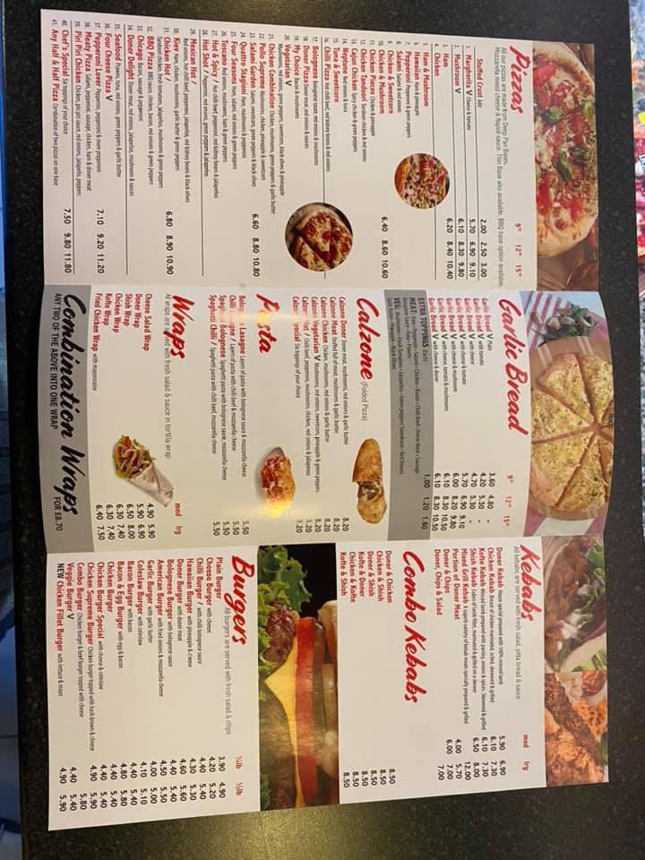 Menu at Pizza Doner fast food, York