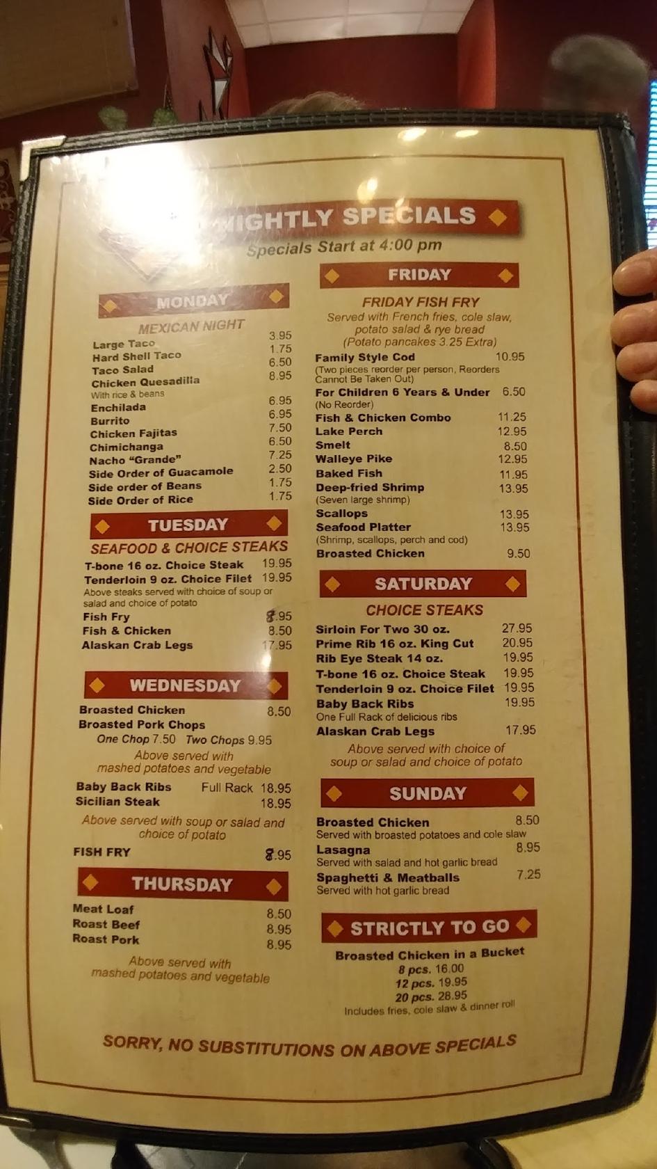 Menu at Ron's Cozy Corner pub & bar, Oconomowoc, W359N5920 Brown St