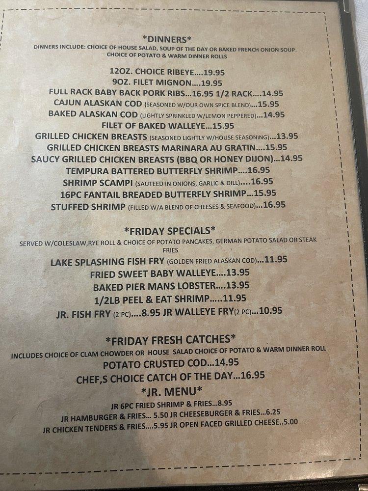 Menu at Silver Lake Country Inn restaurant, West Bend
