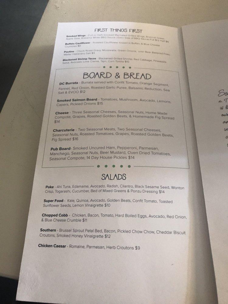 Menu at Sonder steakhouse, Bakersfield