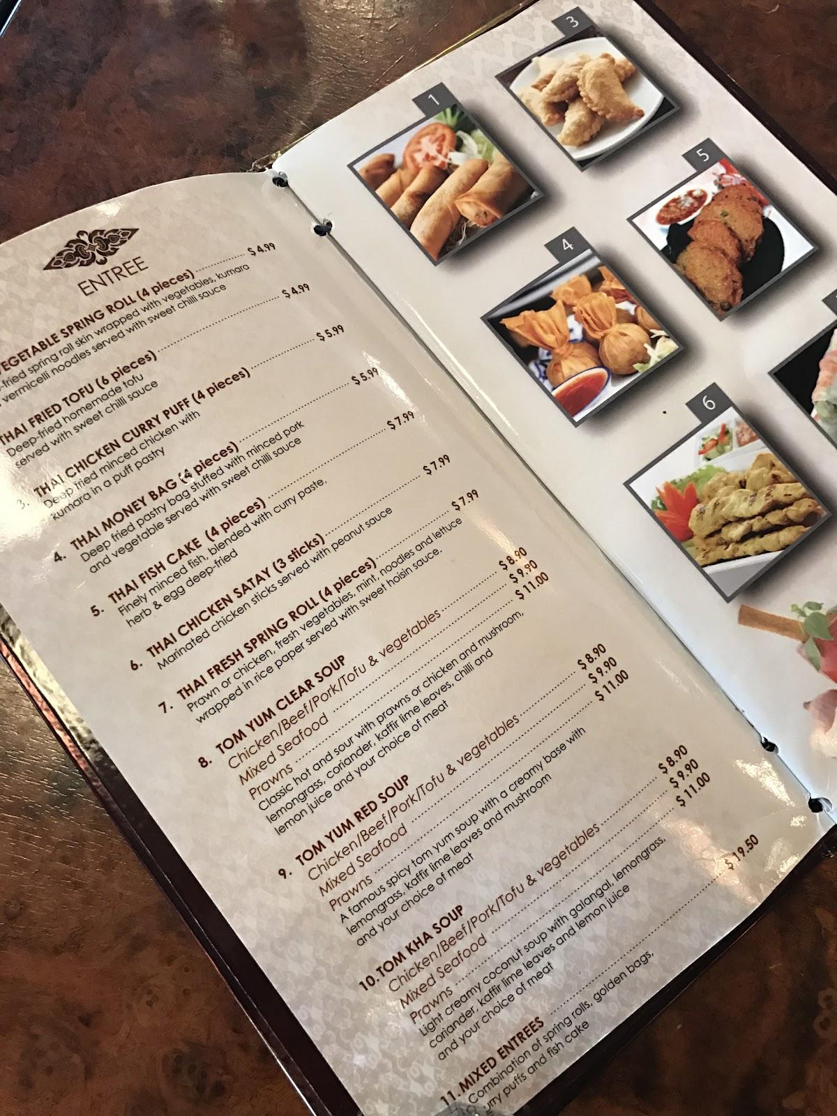 Menu at Thai Thai Restaurant, Invercargill