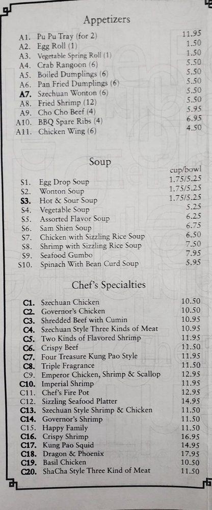 Menu at The Forbidden Garden Chinese Restaurant, Little Rock, Cantrell ...