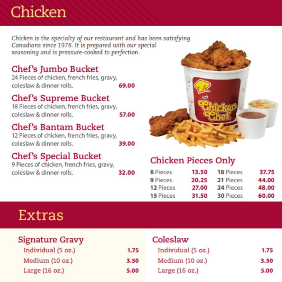 Menu at Chicken Chef restaurant, Gimli