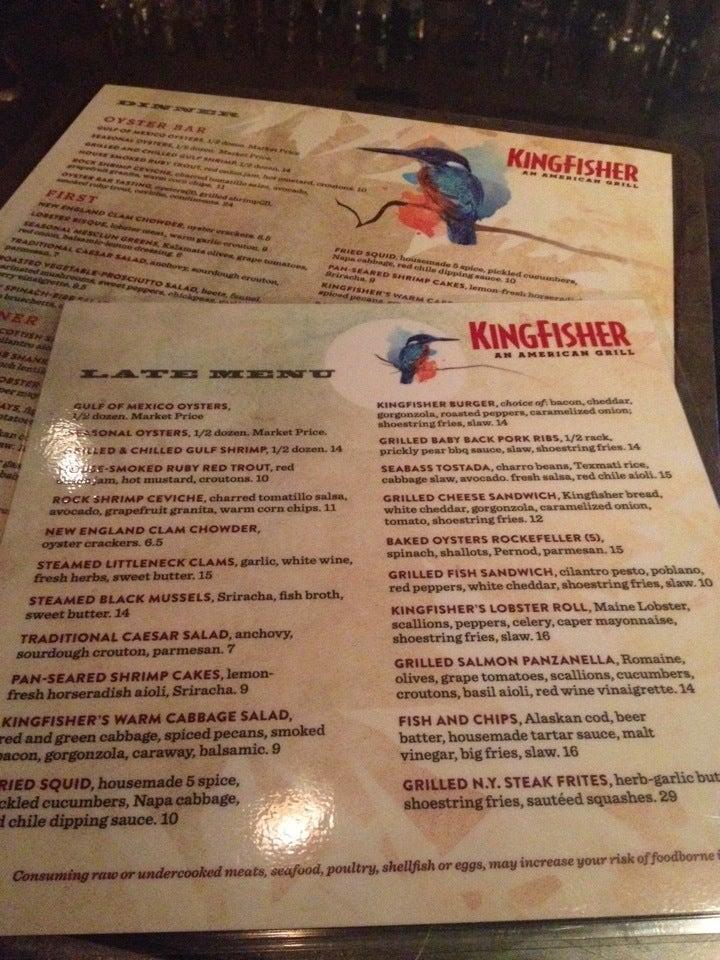 Menu at Kingfisher Bar & Grill, Tucson