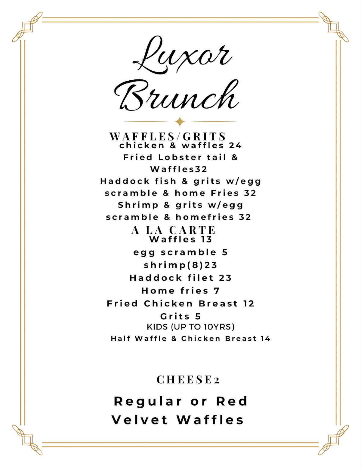 Menu at Luxor Steak & Lobster steakhouse, Buffalo