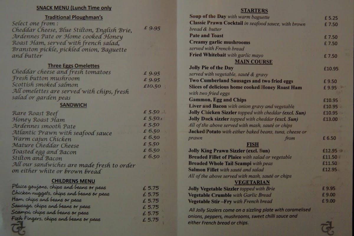 Menu at The Jolly Tanners pub & bar, Handcross