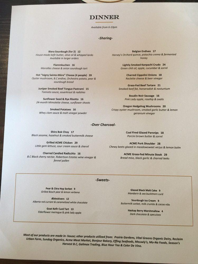 Menu at Biera pub & bar, Edmonton