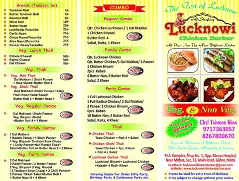 Menu at Lucknowi Chicken Darbar, Noida, Shop No.1