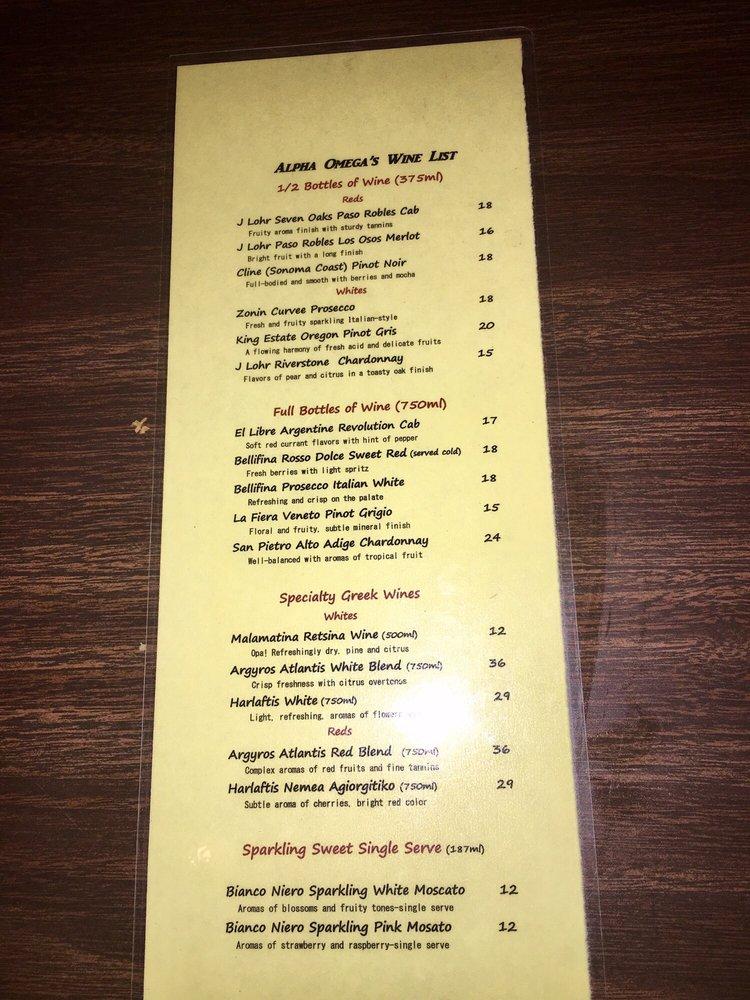 Menu at Alpha Omega Grill & Bakery, Waco