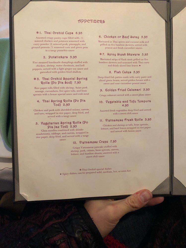 Menu at Thai Orchid Cafe, Williamsville