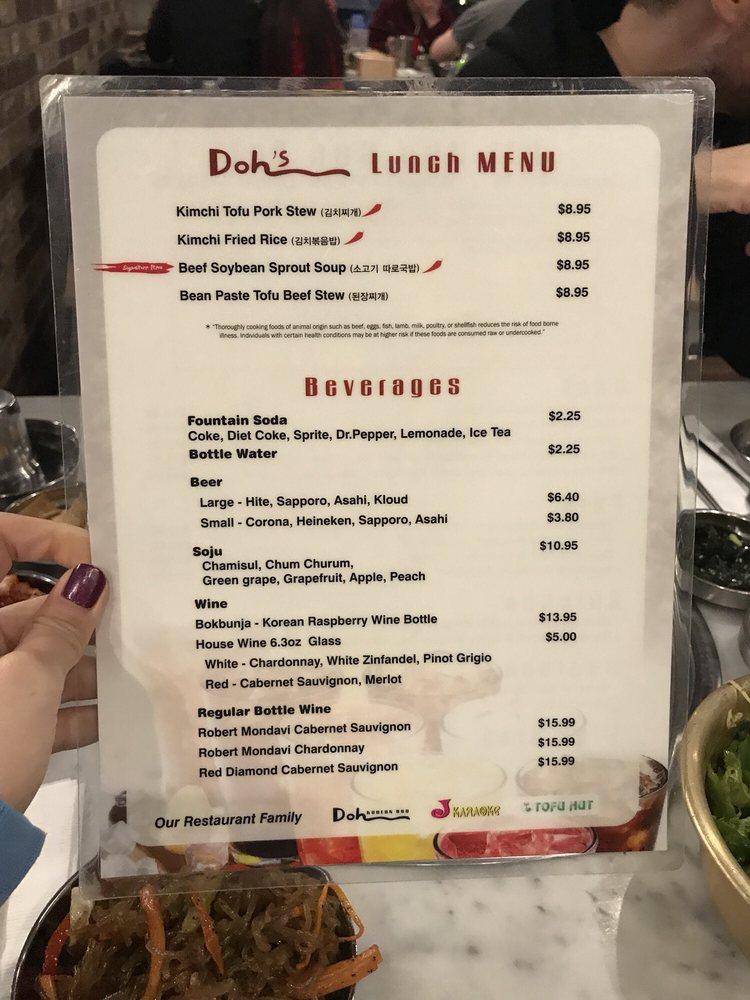 Menu at Doh Korean BBQ (Rainbow), Las Vegas, S Rainbow Blvd