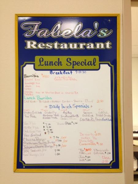 Menu at Fabela's Restaurant, Midland