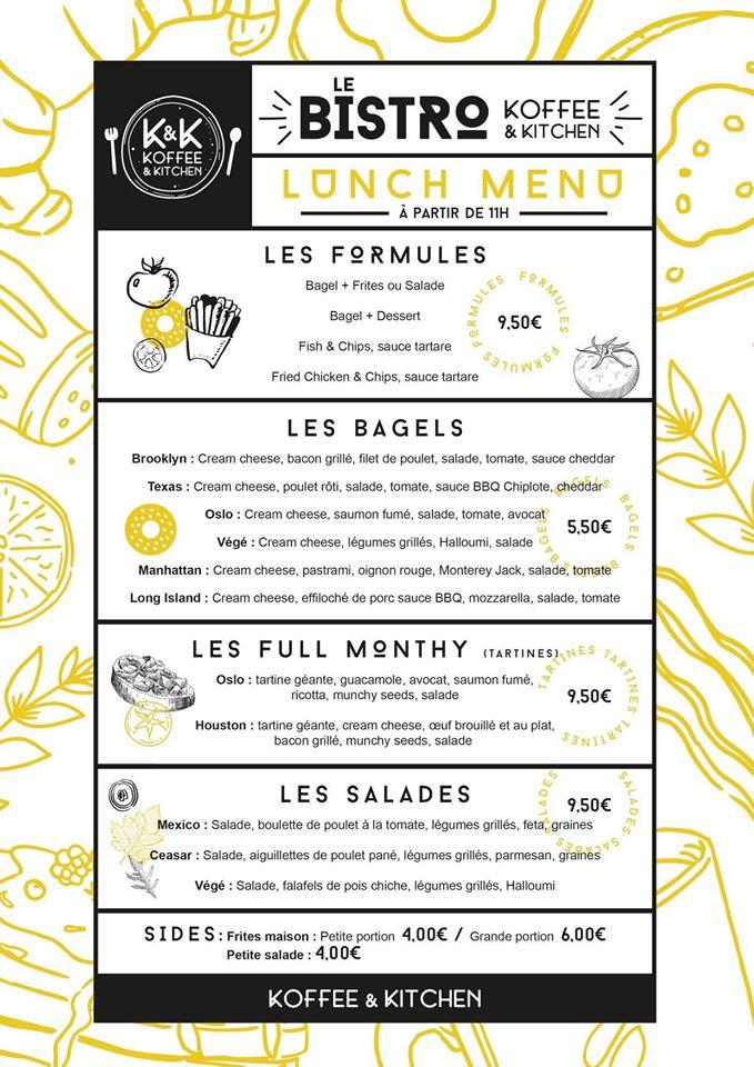 Menu at Le Bistro Koffee & Kitchen restaurant, Montpellier