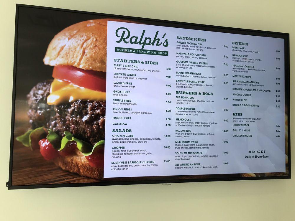 Menu at Ralph’s Burger & Sandwich Shop restaurant, Ocala