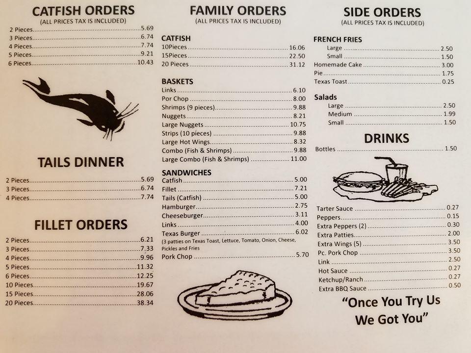 Menu at Ronnie's Catfish & More restaurant, Dallas, S Second Ave