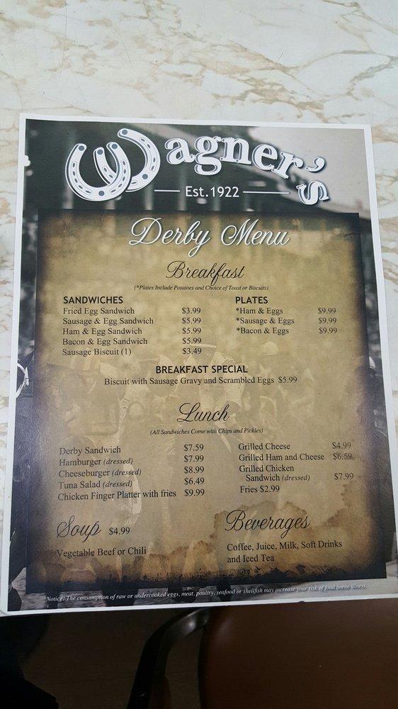Menu at Wagner's Pharmacy restaurant, Louisville