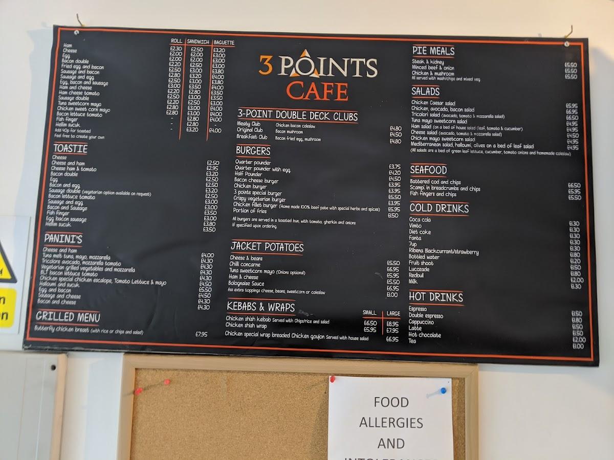 Menu at 3 Points Cafe, London, 804A High Rd