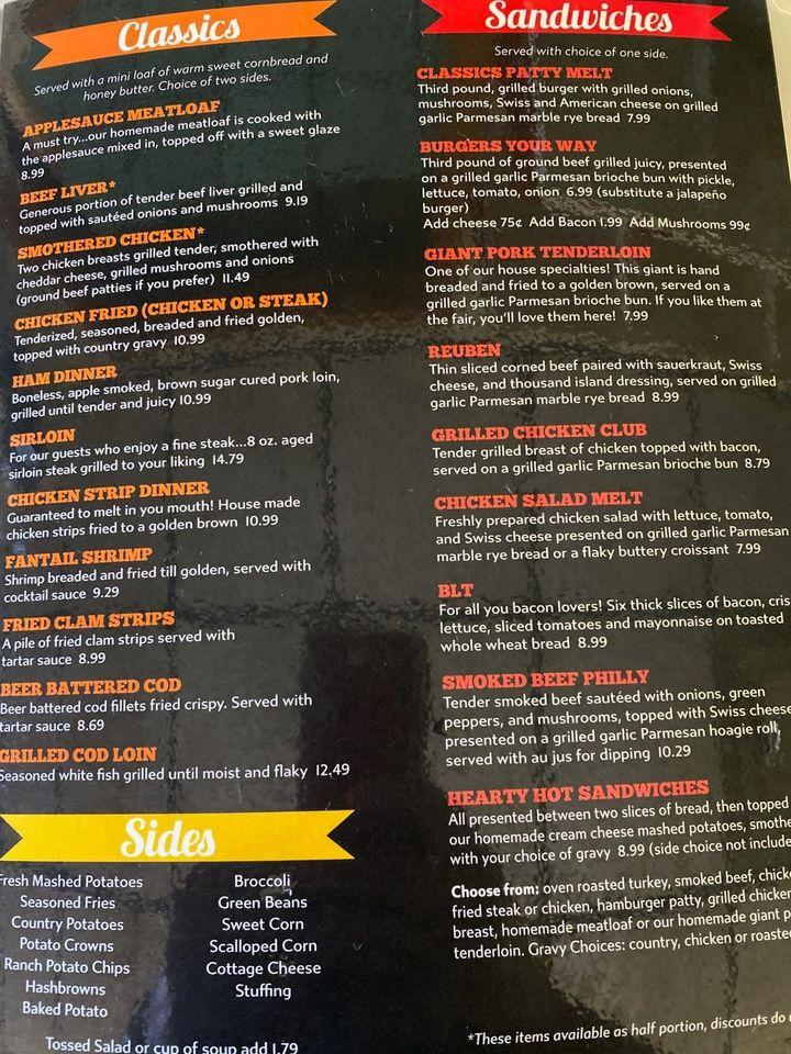 Menu at American Classic Cafe, Spencer, 16 11th St SW