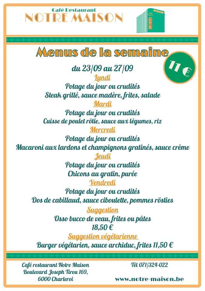 Menu at Café-restaurant Notre Maison, Charleroi