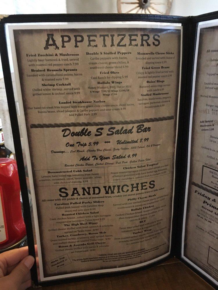Menu at Double S Steakhouse, Willcox
