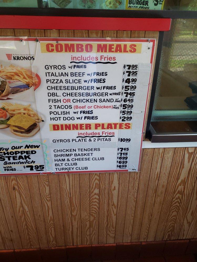 Menu at Garfield Gyros pizzeria, Chicago