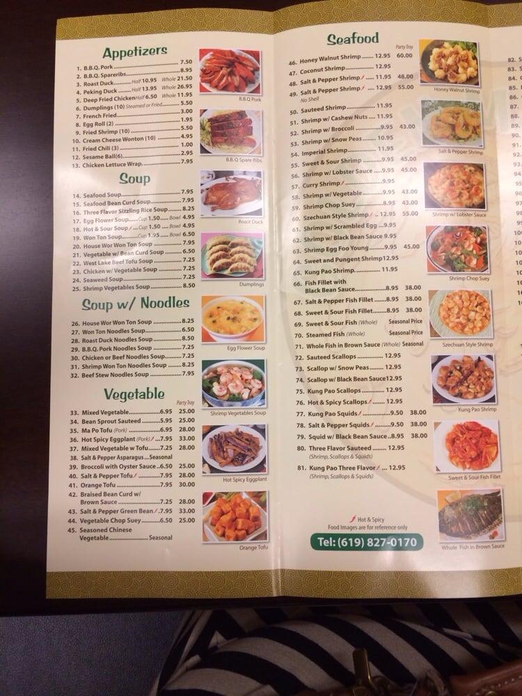 Menu at Golden Mandarin restaurant, Chula Vista