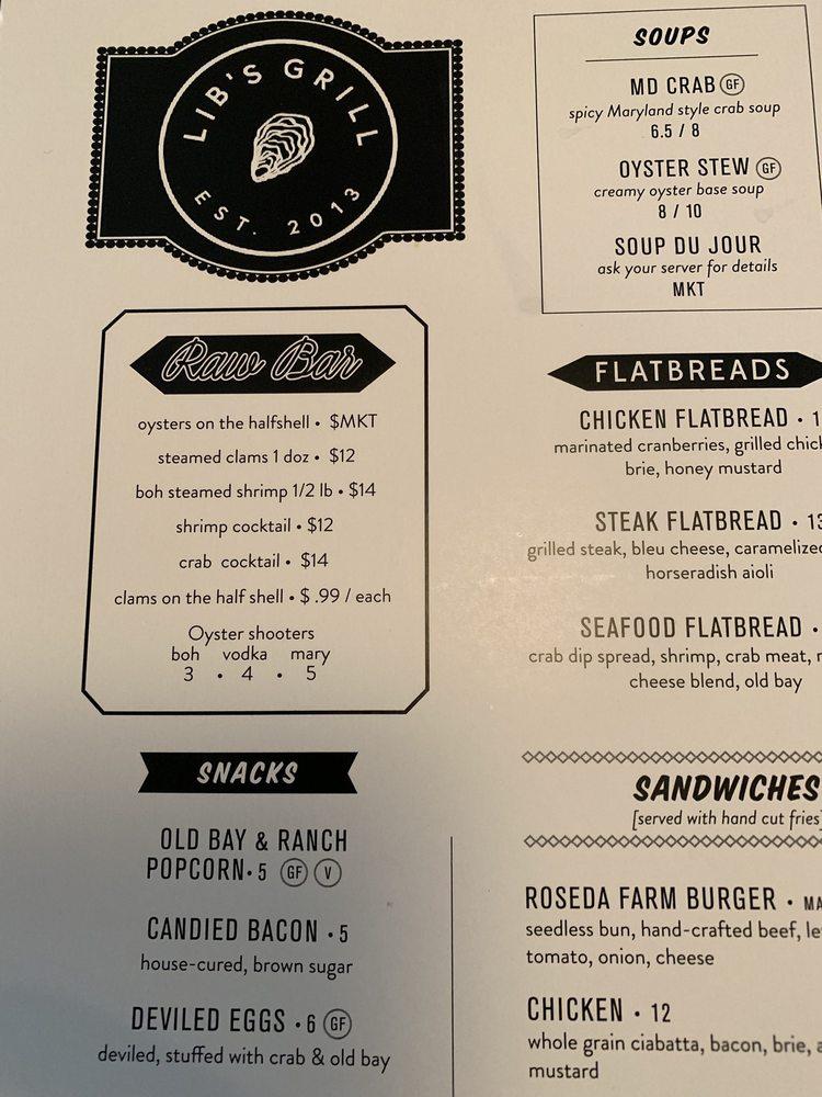 Menu at Lib's Grill Perry Hall pub & bar, Perry Hall
