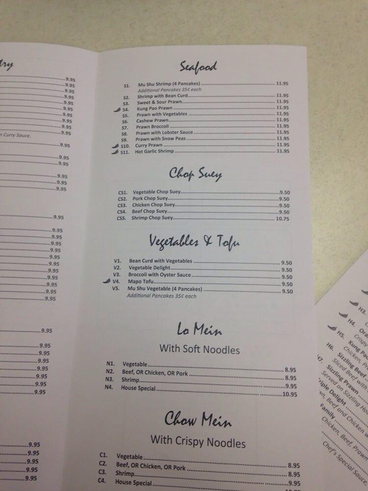 Menu at Chang Sing Restaurant, Moscow