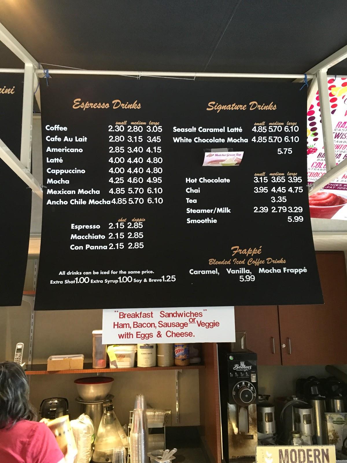 Menu at Curious Coffee Co, Denver, S Bellaire St