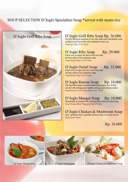 Menu at D'Joglo Cafe, Salatiga