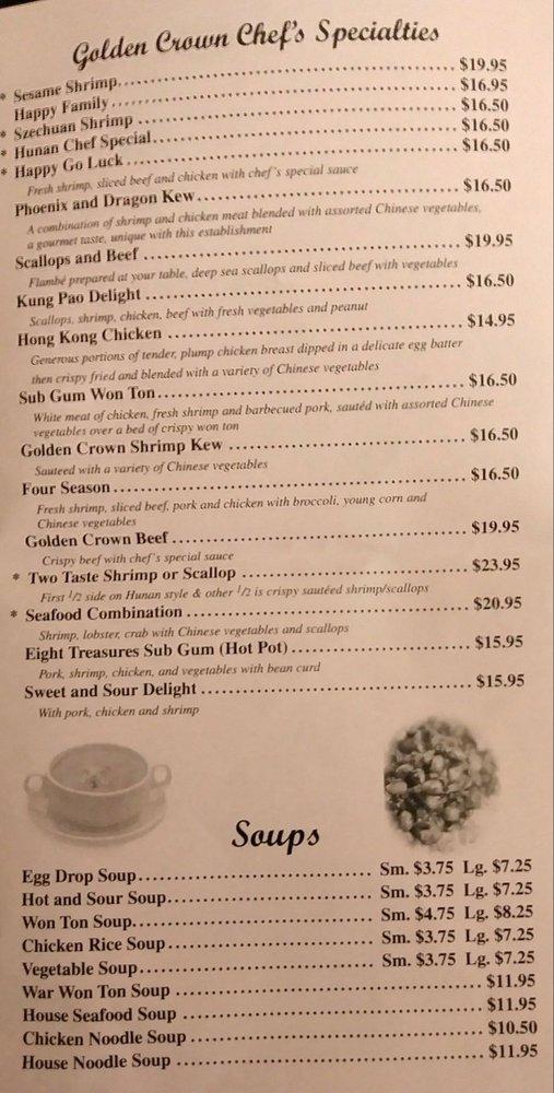 Menu at Golden Crown Chinese Restaurant, Corpus Christi, Everhart Rd