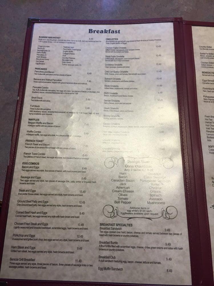Menu at Benicia Grill restaurant, Benicia