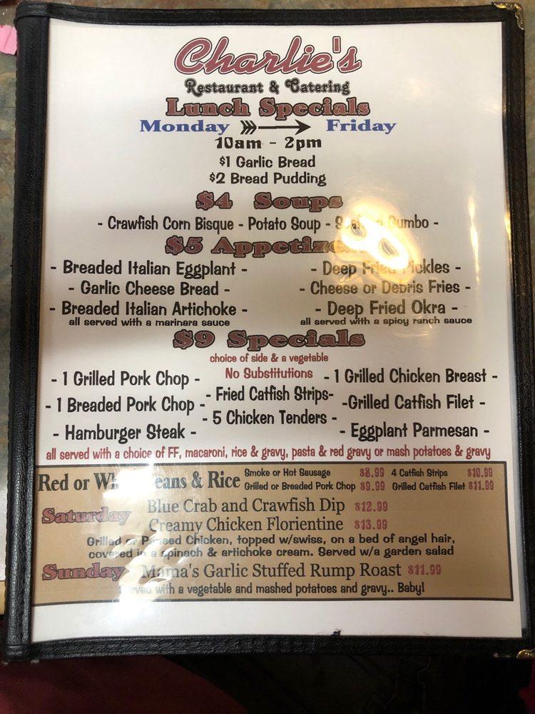 Menu at Charlie's Restaurant-Catering, Violet