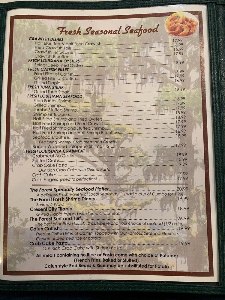 Menu at Forest Restaurant, Franklin