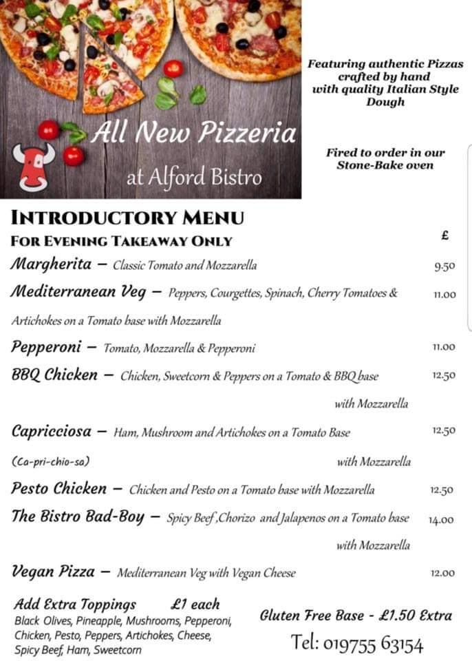 Menu at The Alford Bistro restaurant, Alford