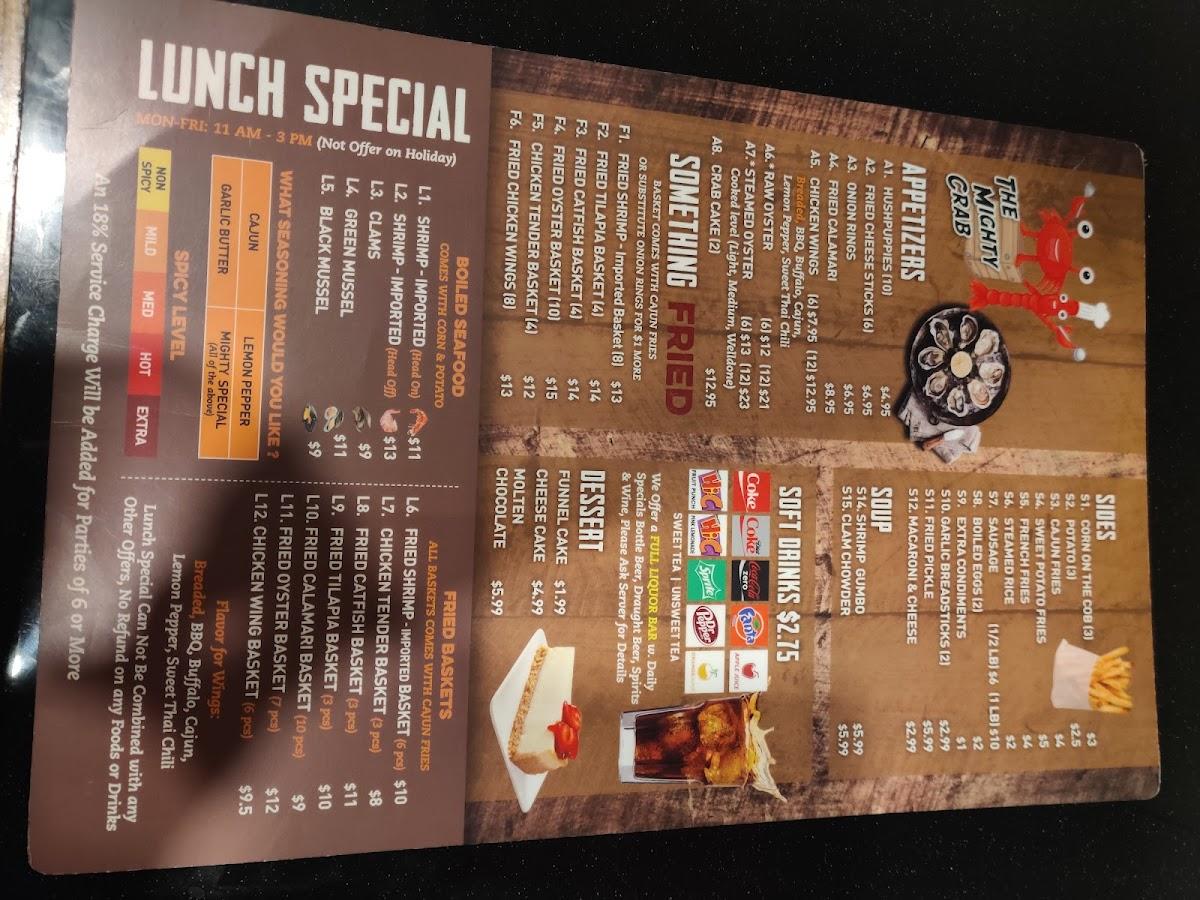 Menu at The Mighty Crab - Conway restaurant, Conway