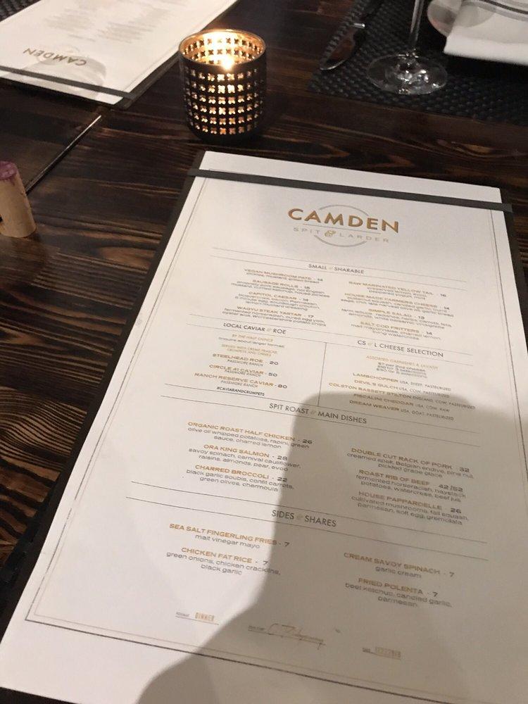 Menu at Camden Spit & Larder restaurant, Sacramento