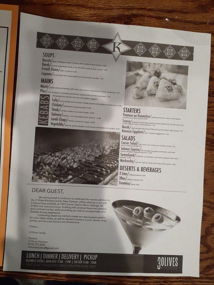 Menu at Karavan by 3 Olives pizzeria, Raleigh