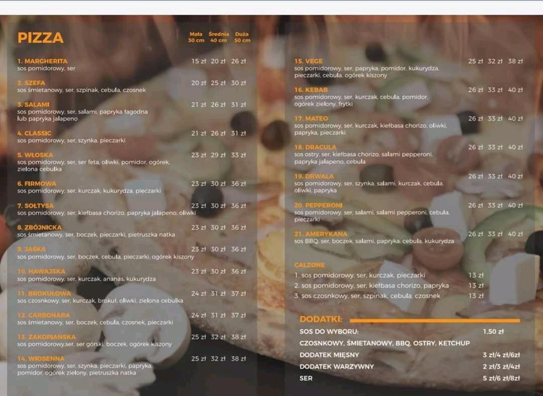 Menu at Pizzeria Mateo, Proszowice