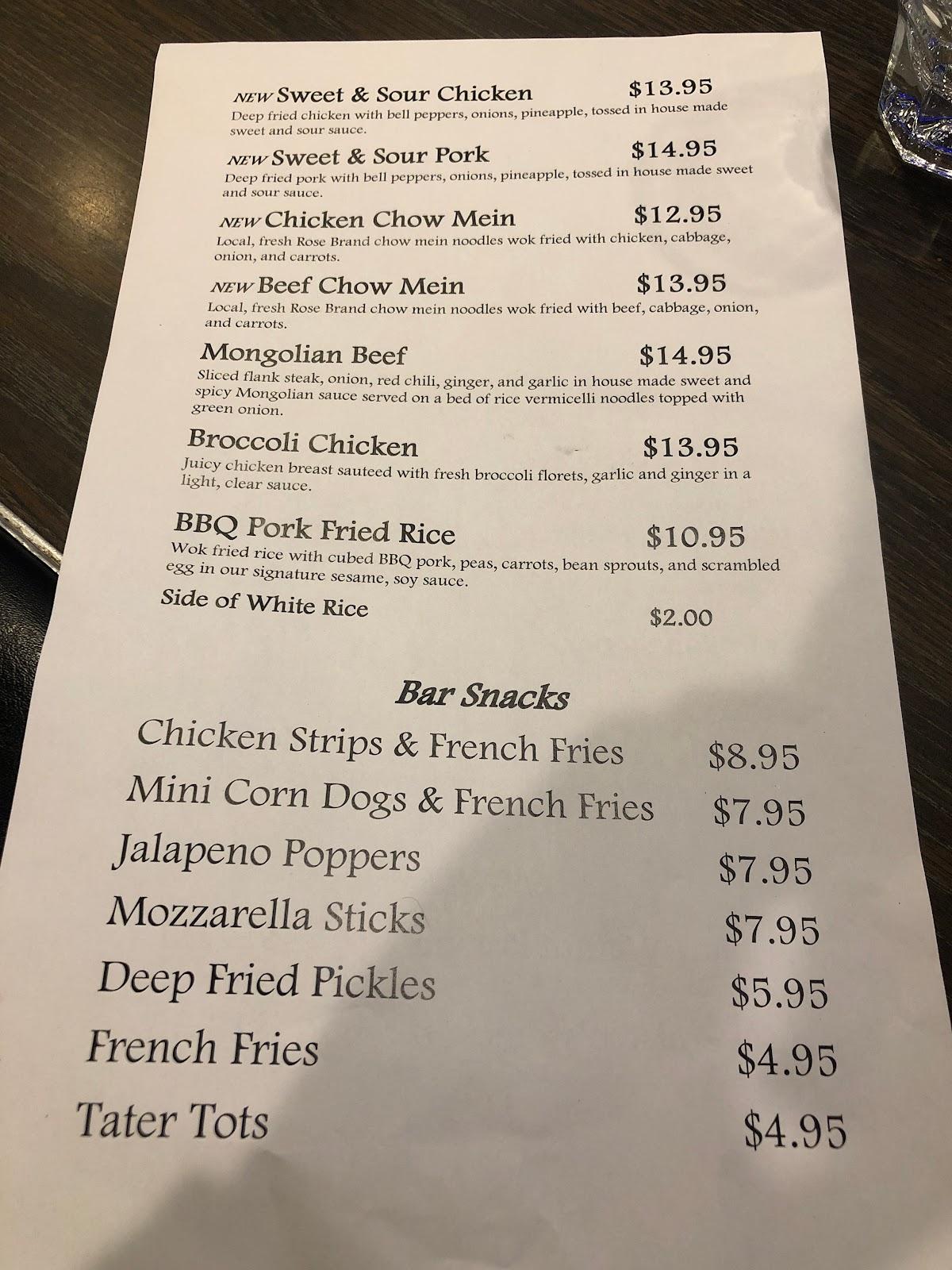 Menu at Royal Unicorn Restaurant, Shoreline