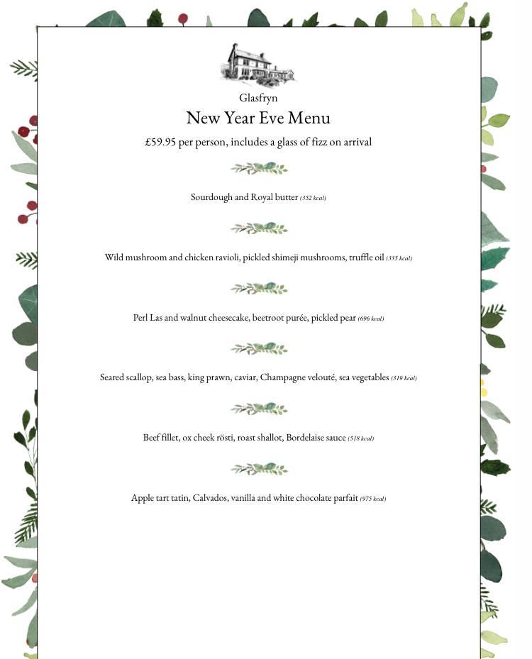Menu at Glasfryn pub & bar, Mold